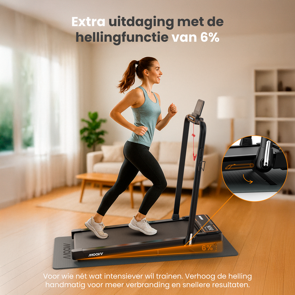 Moovv SmartStep Pro v3 Incline - Loopband met Helling Inklapbaar 1-12km/u | Moovv